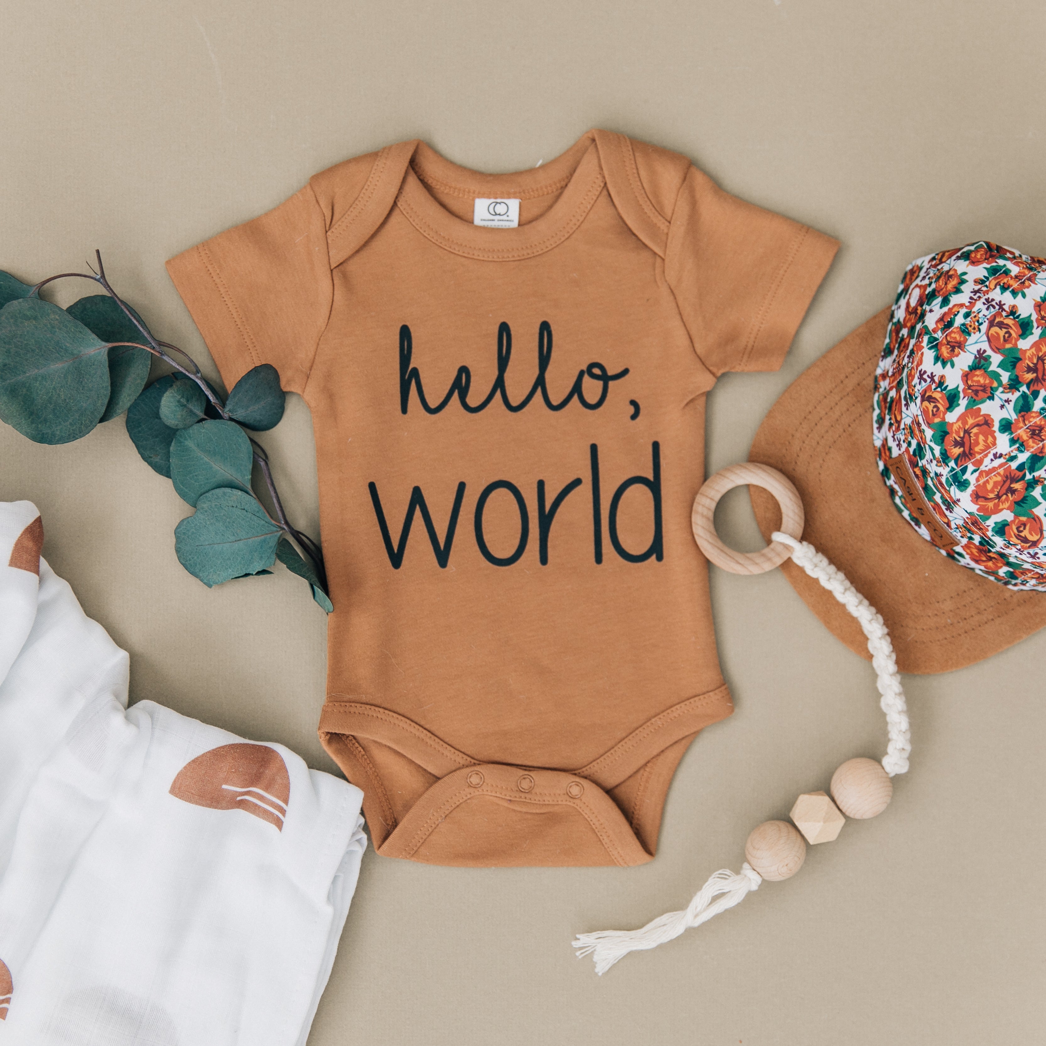 Hello World Black Organic Baby Onesie® – Urban Baby Co.
