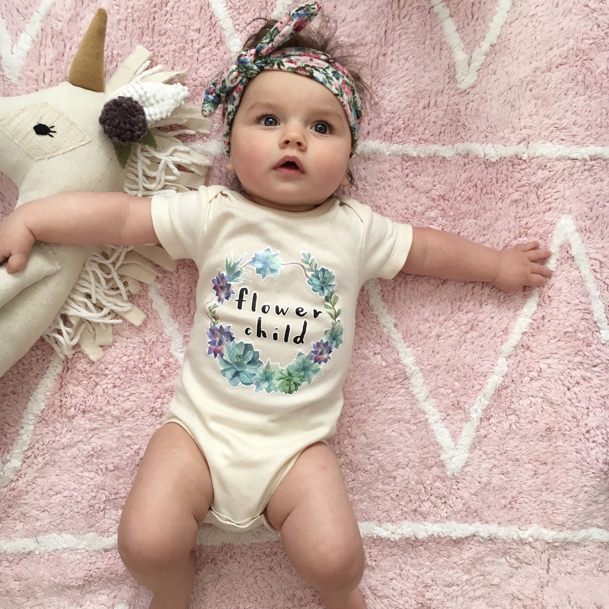 Flower Child Succulent Wreath Organic Baby Onesie® – Urban Baby Co.